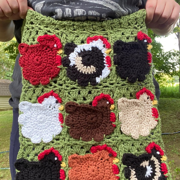 Nesting Hens Egg Gathering Apron, Crochet Pattern, No Sew, Egg Apron ...