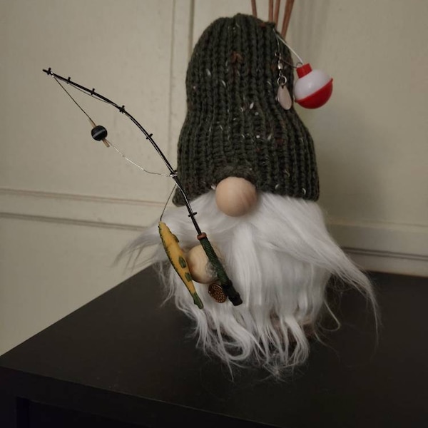 Fisherman Gnome, Fishing Gnome, Outdoor Gnome, Fishing Pole Gnome ...