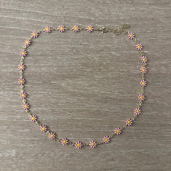 Minimalist Daisy Choker Necklace, Tiny Flower Chain Necklace, Daisy ...