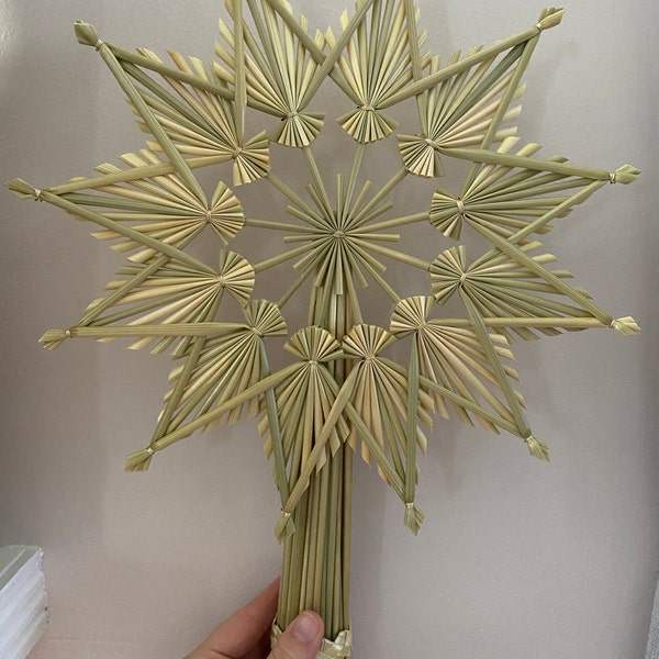 Straw Star Christmas Tree Topper – Handmade Ukrainian Ornament, Rustic ...