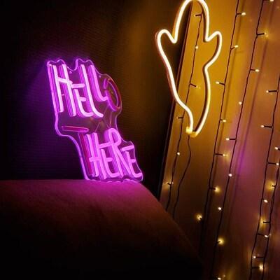 Hello There, Hell Here Neon Sign, Halloween Decor Lights, Horror Decor ...