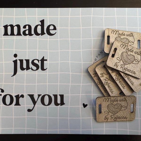 Personalised Set of 50 Cream 28x18mm Faux Leather Labels Rectangle ...