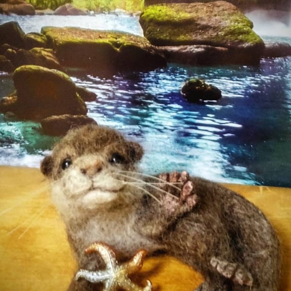 Rare White River Otter Wool Sculpture Miniature Figurine Fiber Doll ...