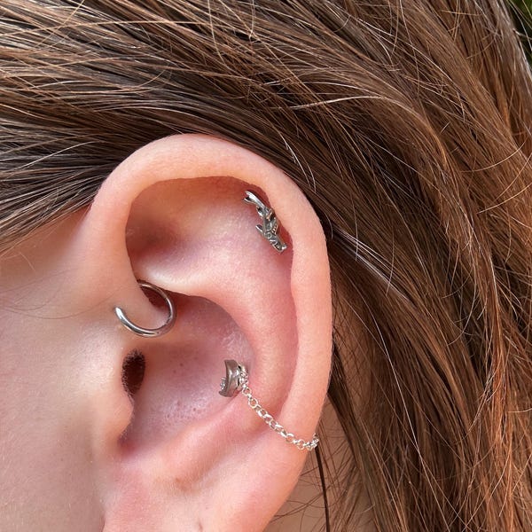 Star Conch Ear Piercing, Conch Piercing, Conch Hoop Earring, Gold ...