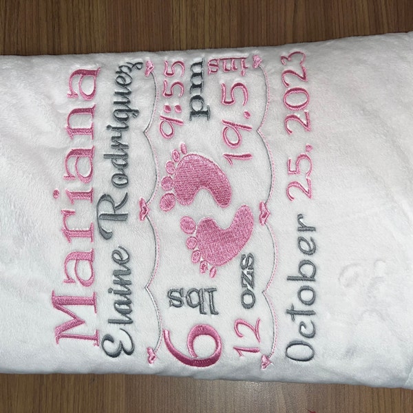 Birth Announcement Embroidery Design, Birth TEMPLATE, Baby Girl ...