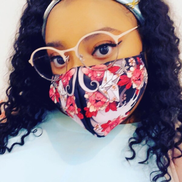 3 Layers Face Mask, Japanese Flowers Face Mask, Reusable Face Mask ...