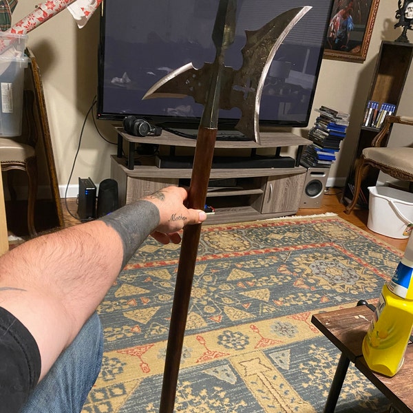 Hand Forged Medieval Halberd: Carbon Steel Blade, Wooden Handle (110cm ...