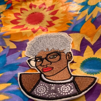 Afro Lady With Appliqué Top Embroidered Patch African American Patches ...