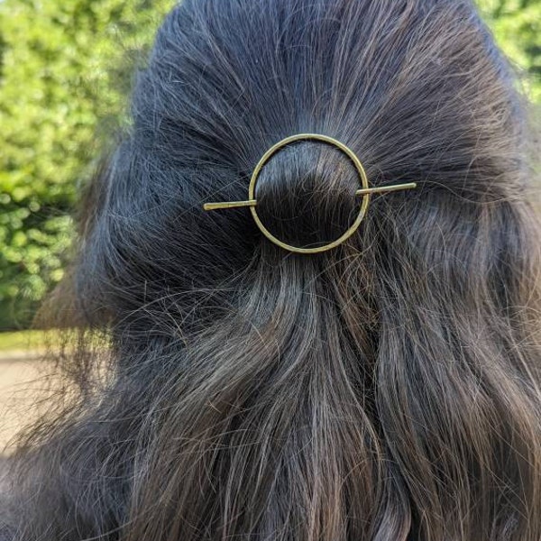 Handmade Brass Textured Round Hair Pin - Etsy UK