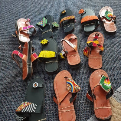 Maasai Sandals, African Sandals,beaded Sandals,summer Sandals, Handmade ...