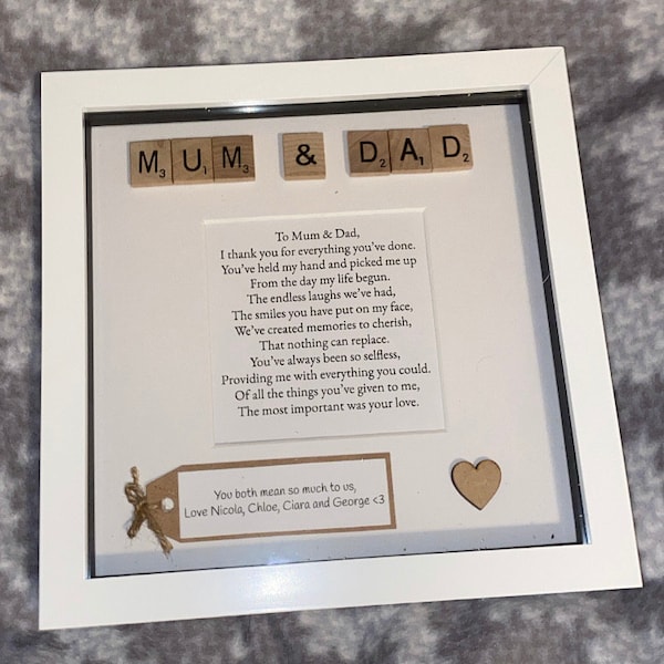 Mum & Dad Poem Frame. Mum and Dad Gift. Parents Frame. - Etsy UK