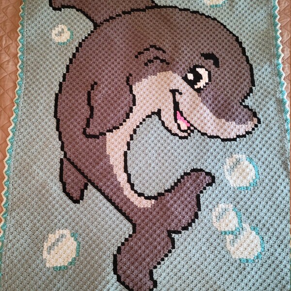 Playful Dolphin Crochet Pattern, C2C Graphgan PDF, Ocean-themed Baby ...