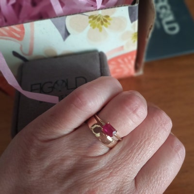 14K Solid Gold Ruby Ring, Ruby Art Deco Ring, Ruby Stone Ring, Dainty Ruby Ring, Gift for Her ...