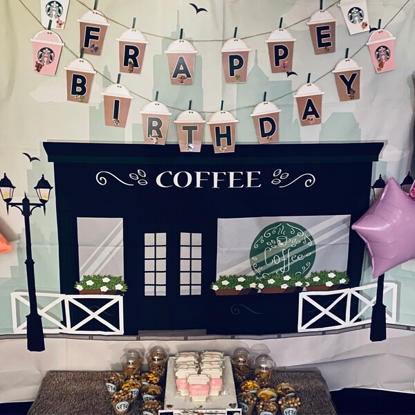 Frappe Birthday Banner INSTANT DOWNLOAD / Coffee Birthday / Frappucino ...