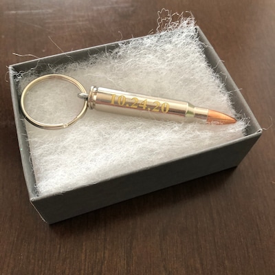 Custom Engraved Bullet Keychain, GOLD & SILVER ENGRAVING, 308, 30-06 ...
