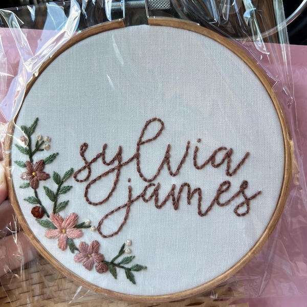 Hand Embroidered Name Hoop, Personalized Embroidery Hoop, Baby Name ...
