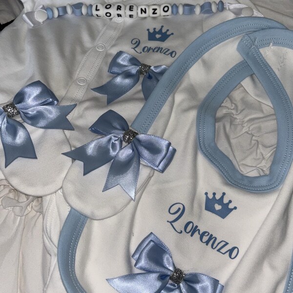 Newborn Baby Boy Homecoming Set, Any Name Sleepsuit / Babygrow Hat ...
