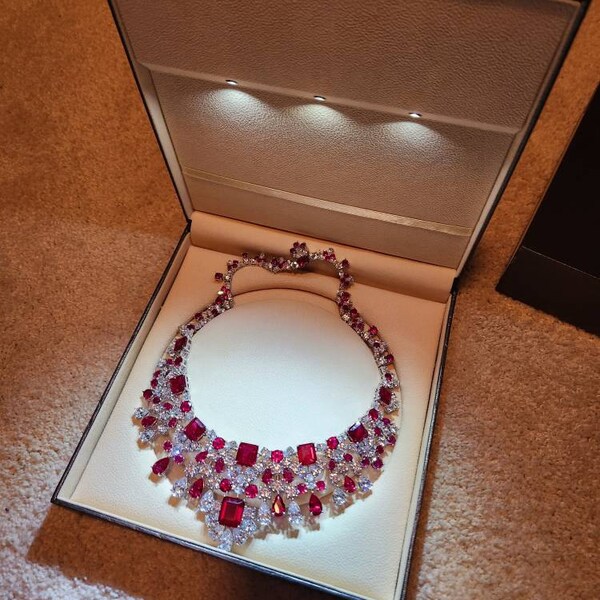 WEDDING Party Bridal Necklace, Luxury Necklace, Full of Genuine Ruby ...