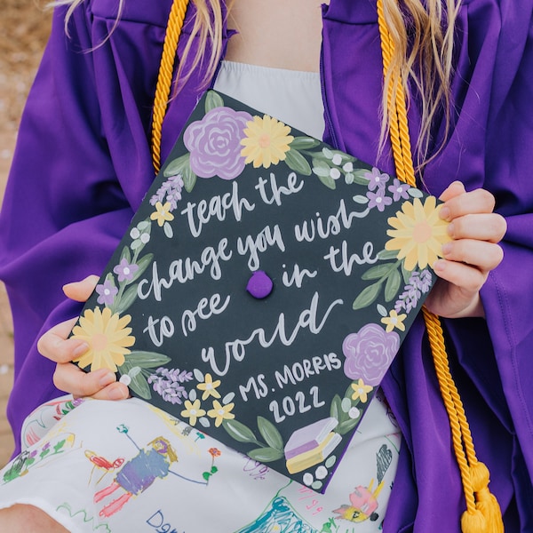 Hand Painted Grad Cap Toppers | Fully Custom - Etsy