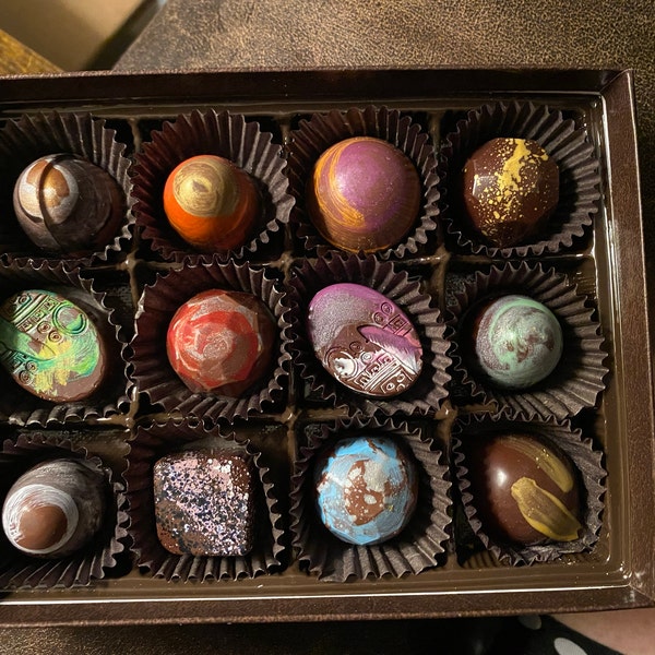 Signature Chocolate Truffle Gift Box, Hostess Gift, Hand Painted ...