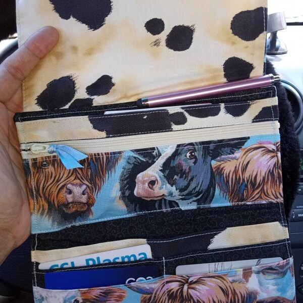 Cow Wallet, Cow Billfold, Fabric Wallet, Ladies Wallet, Cow Gift ...