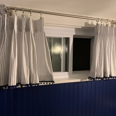 Pleated Lynn Block Print Cafe Curtain Tier Curtains Kitchen - Etsy