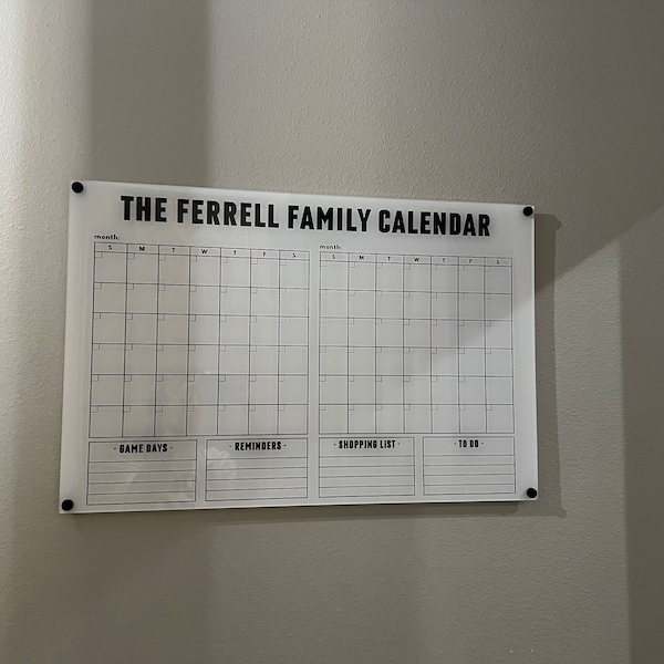 DOUBLE MONTH Custom Family Wall Calendar Personalized Planner Two Month ...