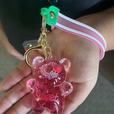 Strawberry Liquid Keychain, Animal Keychain, Quicksand Keychain, Kawaii ...