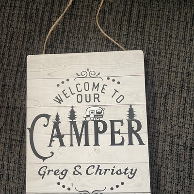Personalized Welcome to Our Camper Printed Handmade Wood Sign - Etsy