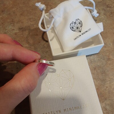 Custom Location Coordinates Ring Dainty Coordinates Stackable Band ...