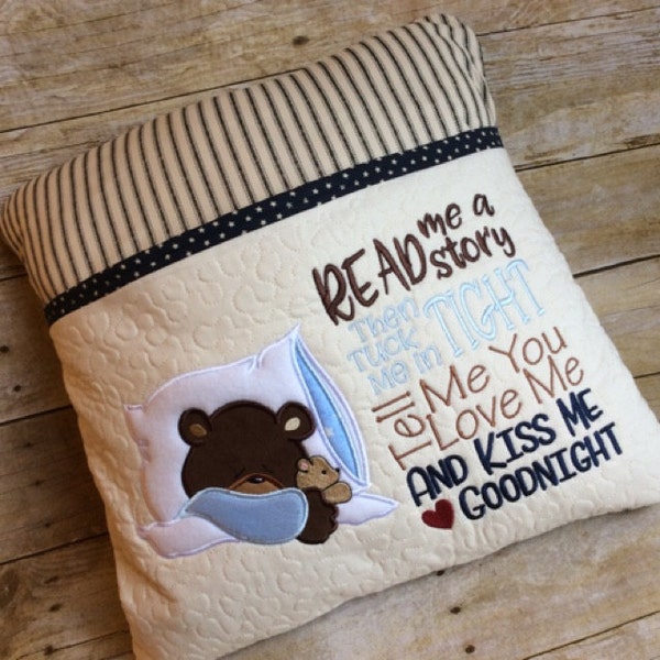 Read Me A Story Version 2 Embroidery Saying, Reading Pillow Saying ...