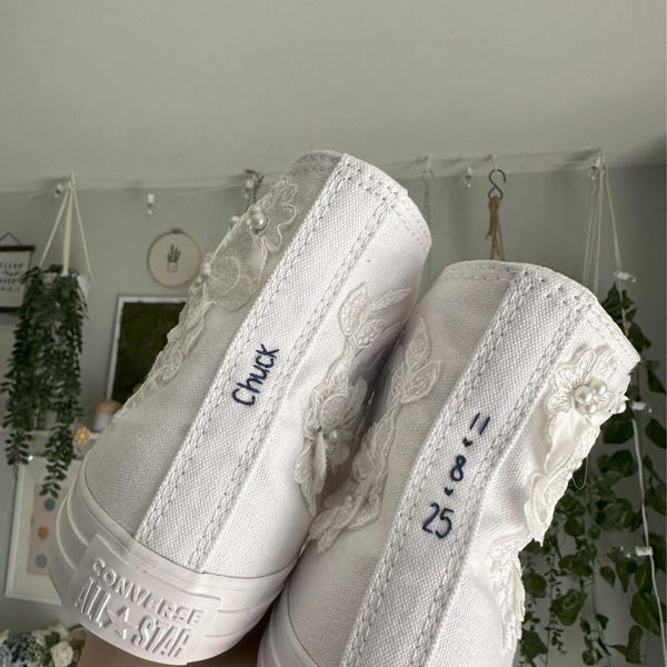 Blue Floral Embroidered Converse Pattern PDF | DIY Download Shoe ...
