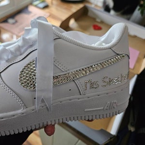 Personalised Air Force 1 White Wedding Sneakers // Blinged Out With ...
