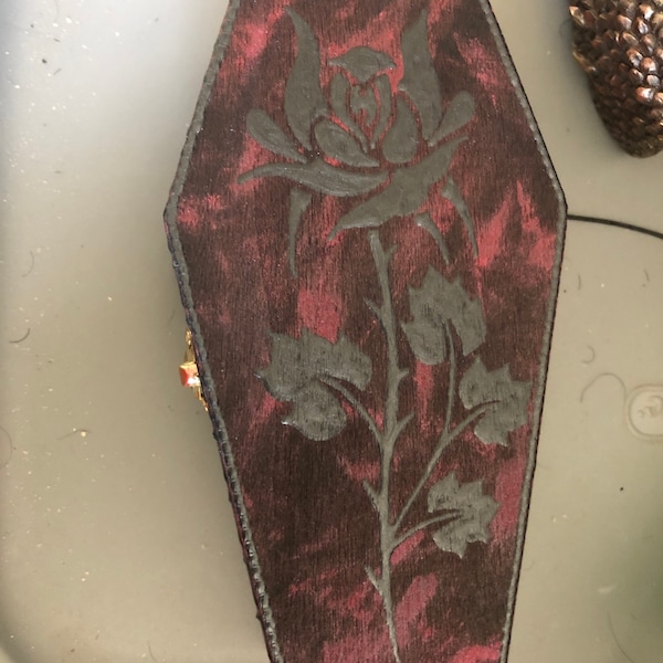 Coffin Box Black Rose Goth Jewelry Box - Etsy