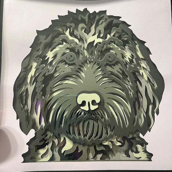 Goldendoodle 3D Shadow Box SVG/ 3D SVG Dog Papercut/ Colorful Dog Paper ...