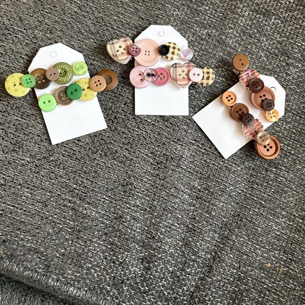 Button Hair Clip Duos ~ Alligator Style Clips With Buttons - Etsy
