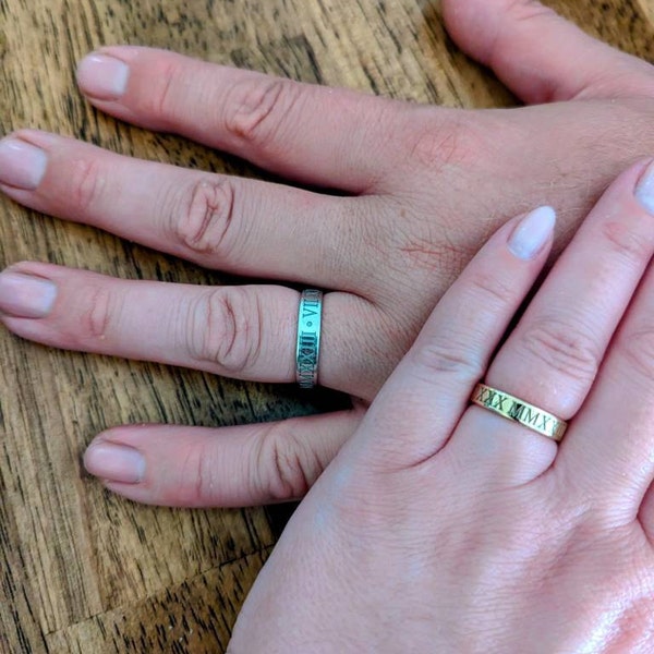 Custom Graduation Band 14kt Solid Yellow Gold or White Gold, Stackable ...