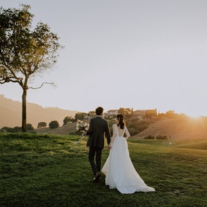 Elegant Haltered Hallowed Back Satin Wedding Dress Thigh Split | Etsy