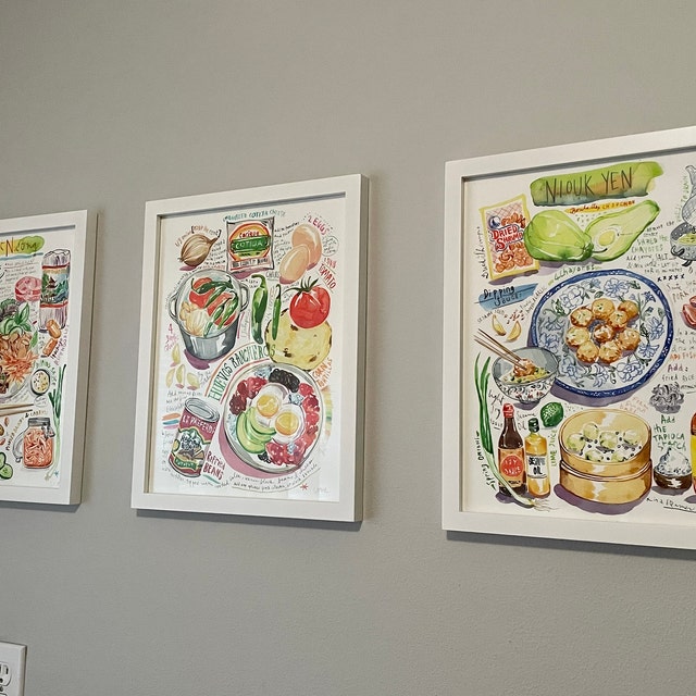 Watercolor recipe prints / Colorful kitchen wall by lucileskitchen