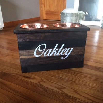 Personalized Feeding Dog Stand Brown Striped Small, Medium, Large ...