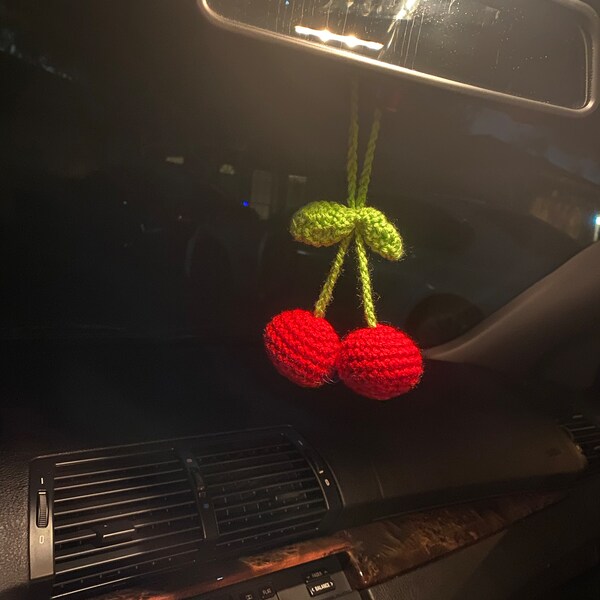Crochet Cherry Car Charm - Etsy