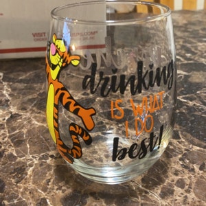 Blue Alien Wine Glass, Stitch Inspired Wine Glass, Stitch Wine Glass ...