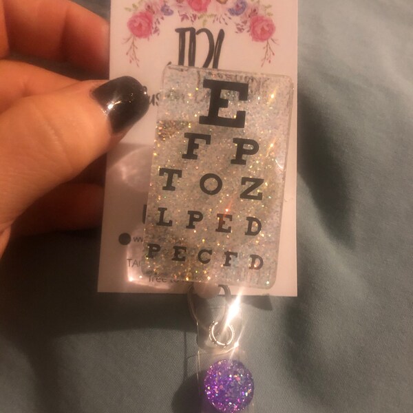 Eye Chart Glitter Badge Reel: Optometry Alligator Clip - Etsy