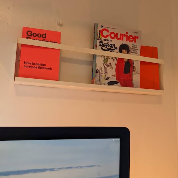 Wall Magazine Rack / White Wall Mounted Magazine Holder / / Minimalist ...