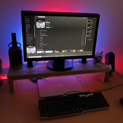 Westerton Rustic Hand Built Monitor Shelf Stand Reclaimed Riser Desk ...