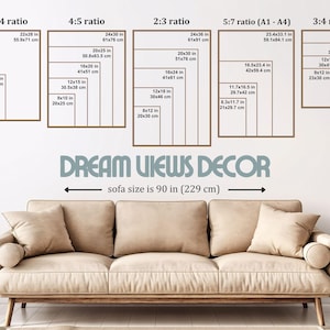 Canvas Size Comparison Mockup, Wall Art Size Guide Mockup , Canvas Size ...