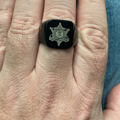 Custom Logo Laser Engraved Signet Ring Gold Silver Black - Etsy