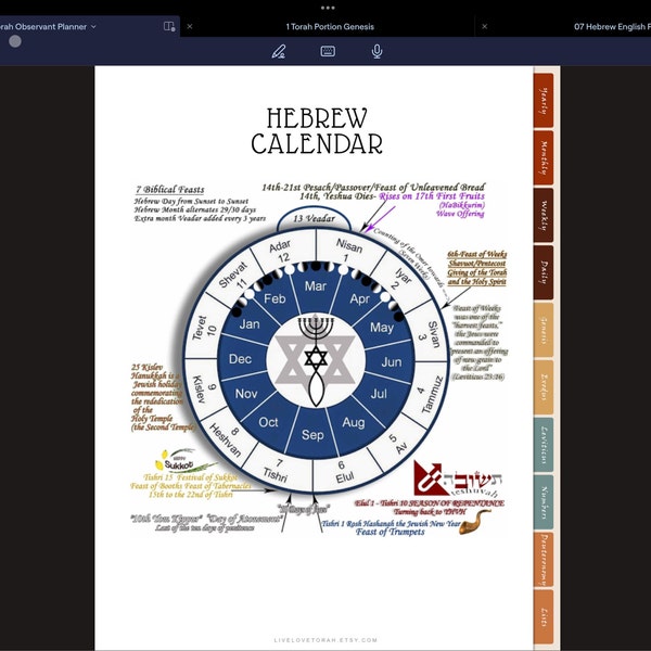 Undated Torah Observant Planner - Hebrew & Gregorian Calendar ...