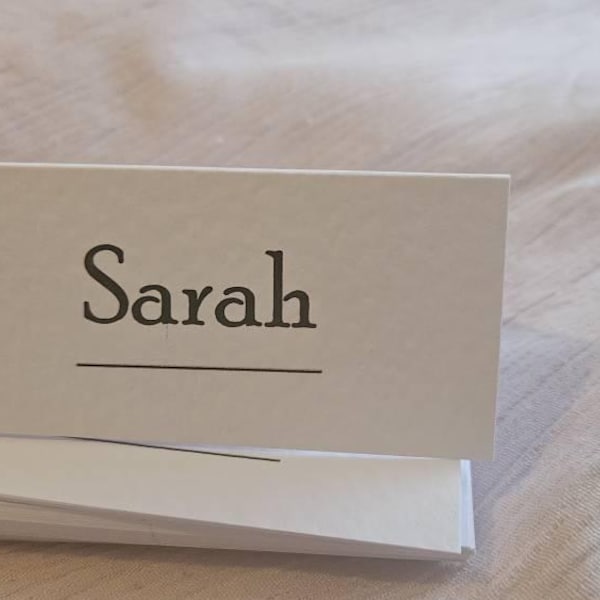Custom Folded Place Cards With Different Fonts Folded Wedding Seating ...