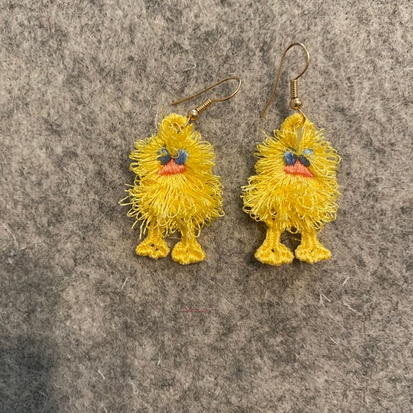 Cute Easter Chick Earrings Fringed Fluffy Chicken Kids Charm FSL ...